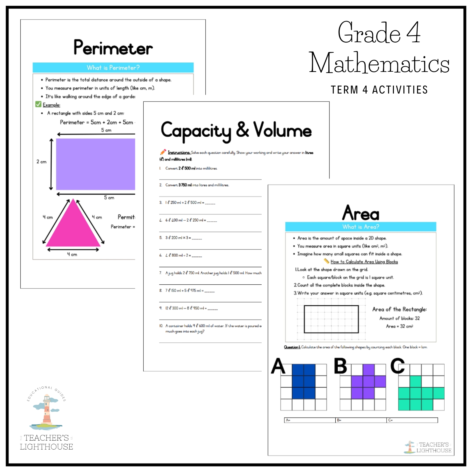 Grade 4 Mathematics Term 4 2025 Planning & Activities – teacherslighthouse