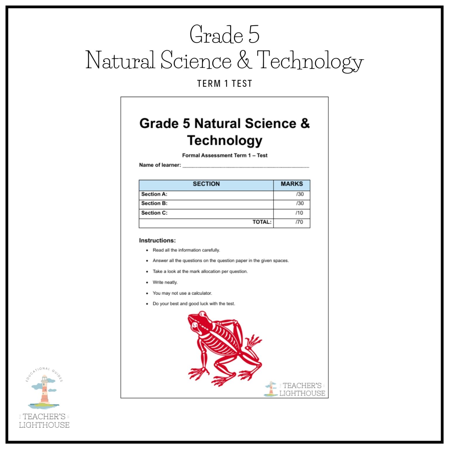 Grade 5 Natural Science & Technology Term 1 2026 Test – teacherslighthouse