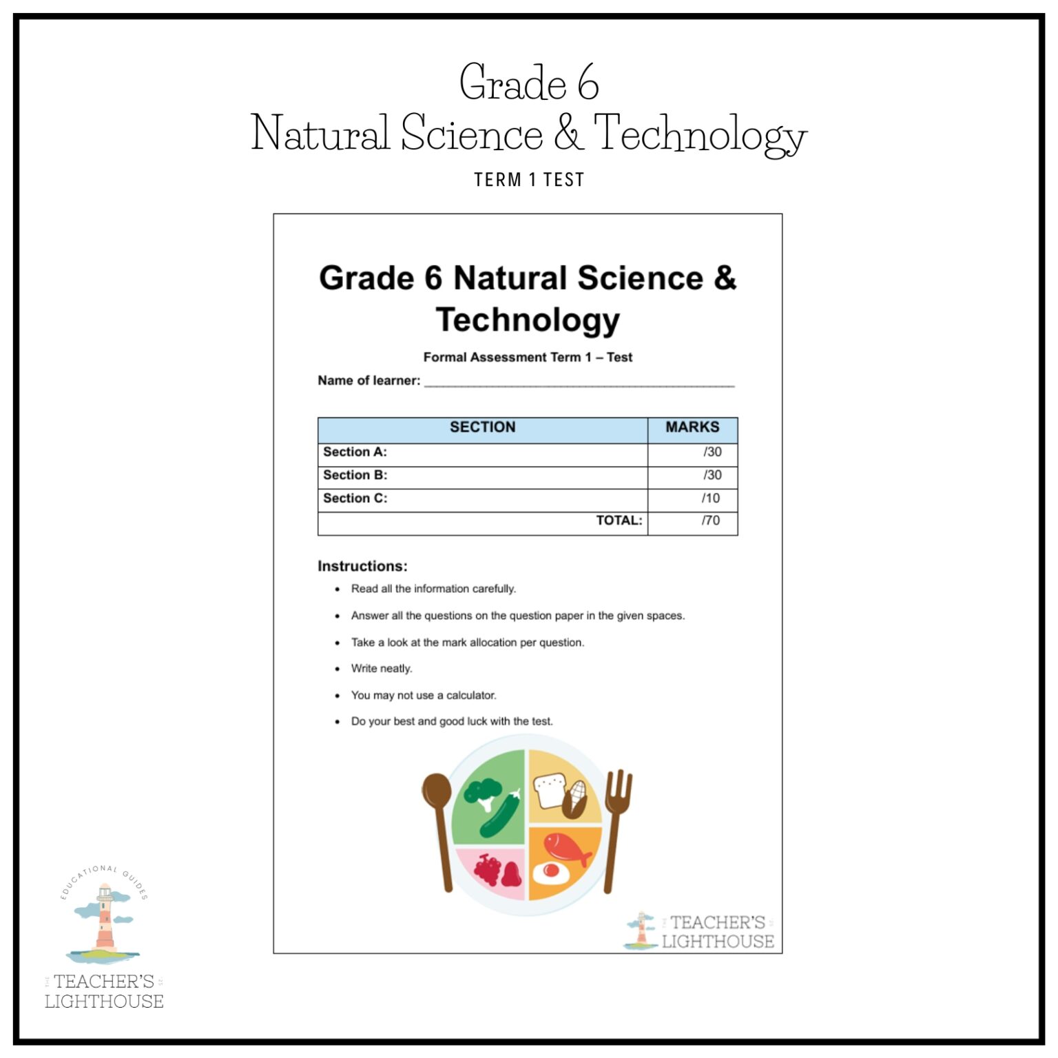 Grade 6 Natural Science & Technology Term 1 2026 Test – teacherslighthouse